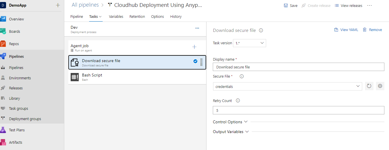 Mulesoft Cloudhub Deployment using Azure DevOps